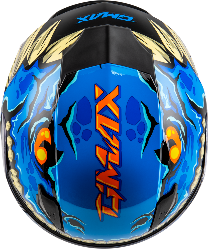Gmax GM-49Y Youth Full Face Helmet Drax Graphic Blue Electric Shield ...