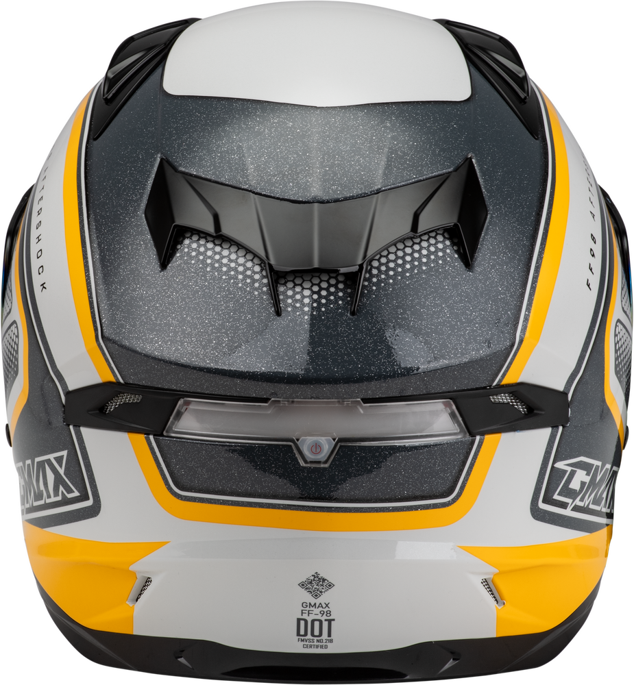 Gmax FF-98 Full Face Helmet Aftershock White/Metallic Silver ...