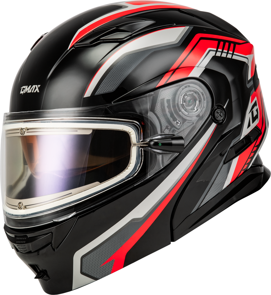 Gmax MD-01S Transistor Modular Snow Helmet Red Black Electric Shield ...