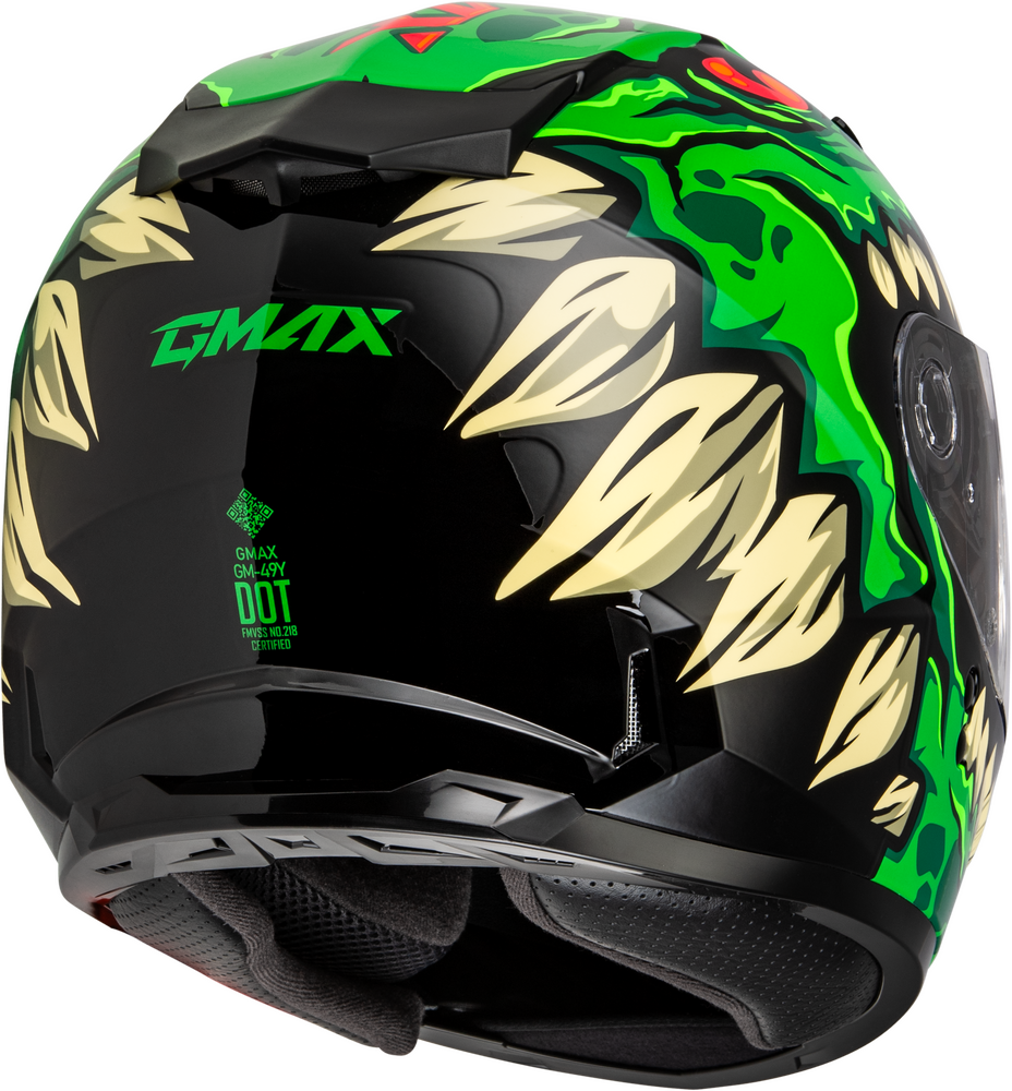 Gmax GM-49Y Youth Full Face Helmet Drax Graphic Green Dual Lens ...