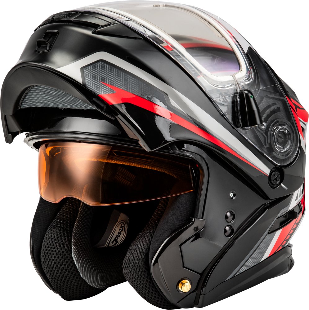 Gmax MD-01S Transistor Snow Helmet Red Black Electric Shield Electric ...