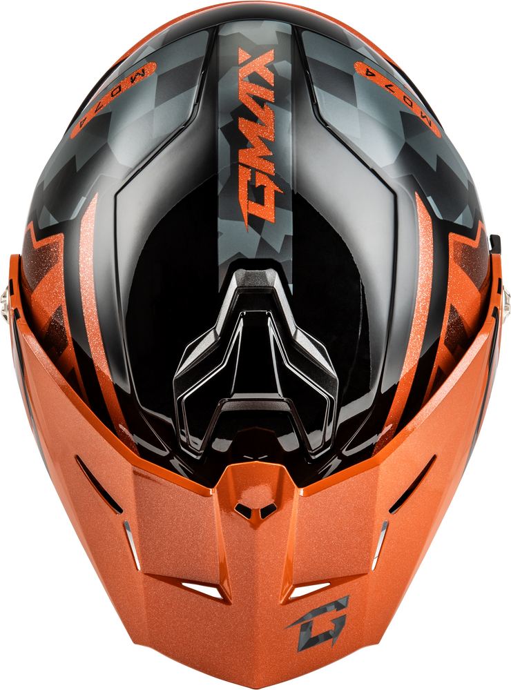 Gmax MD-74 Striker Modular Snow Helmet Black/Grey/Orange Electric Shie ...