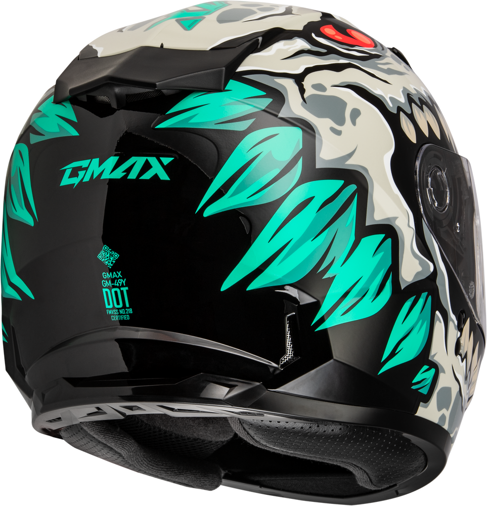 Gmax GM-49Y Youth Full Face Helmet Drax Graphic Silver Dual Lens ...