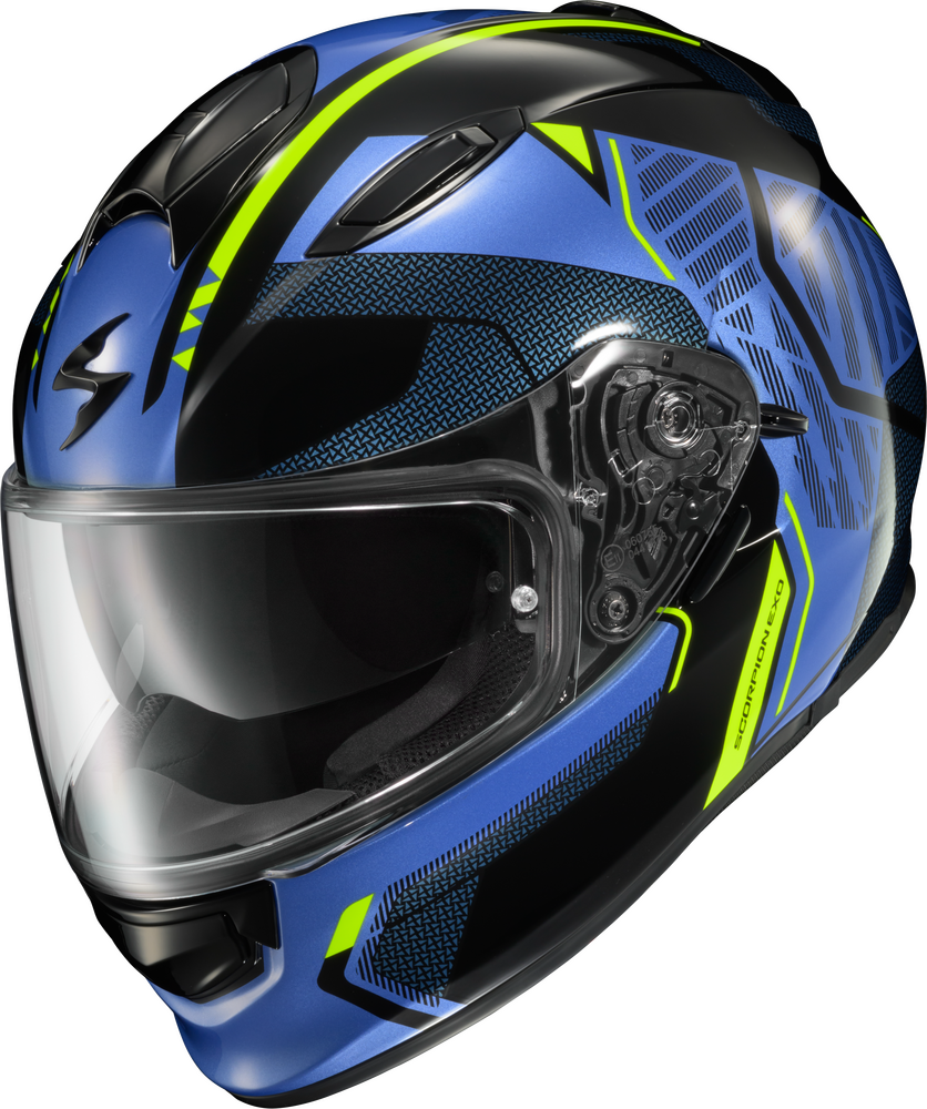 Scorpion Ryzer Full Face Helmet Switch Blue/Hi-Viz – HelmetCountry.com