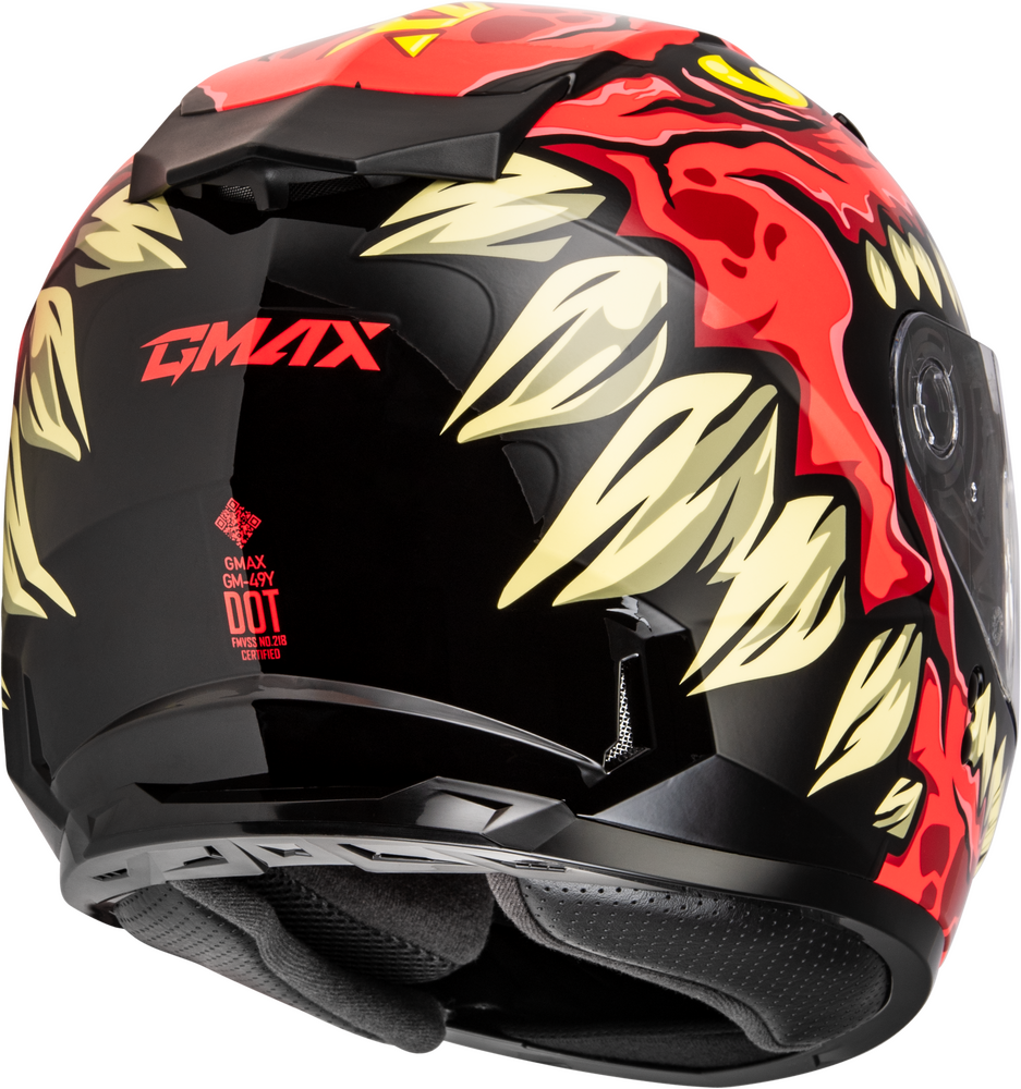 Gmax GM-49Y Youth Full Face Helmet Drax Graphic Red Dual Lens ...
