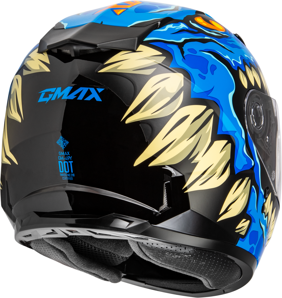 Gmax GM-49Y Youth Full Face Helmet Drax Graphic Blue Dual Lens ...