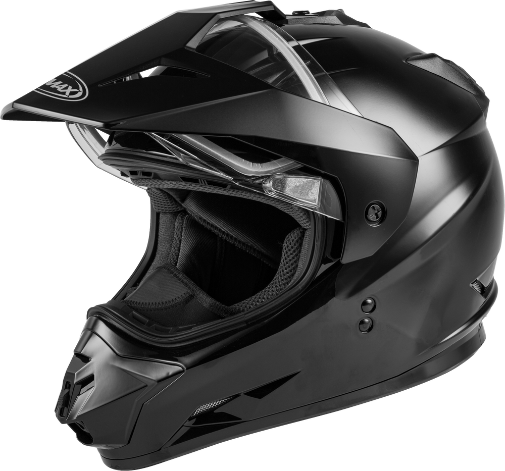 Gmax GM11S Dual Sport Snow Helmet Gloss Black Electric Shield ...